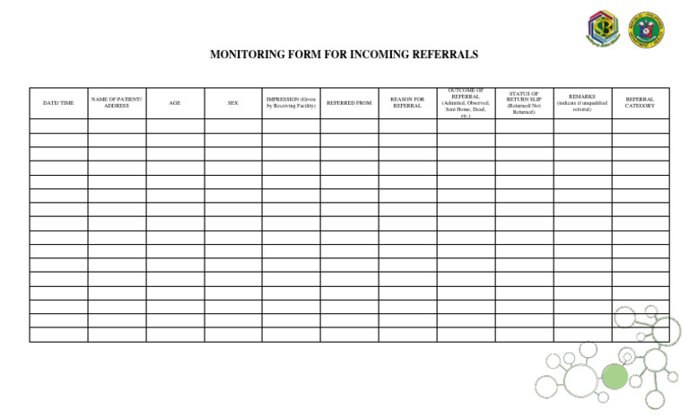 Incoming Referral Monitoring Form | PDF