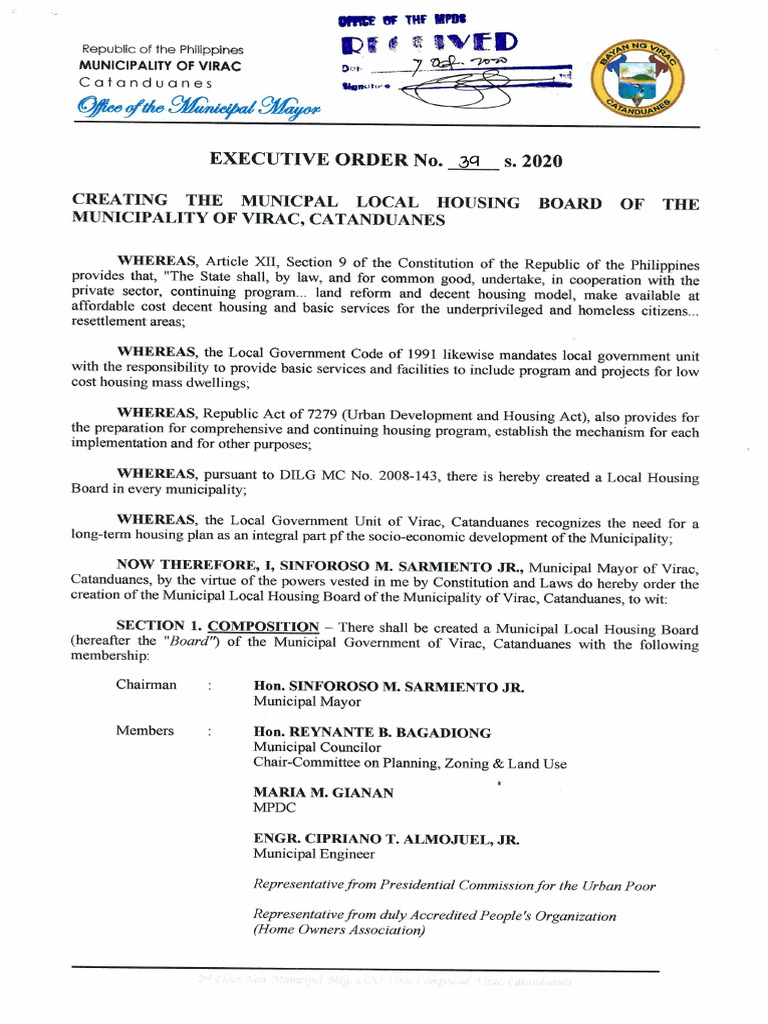 Executive Order No. 39 S 2020 1 | PDF