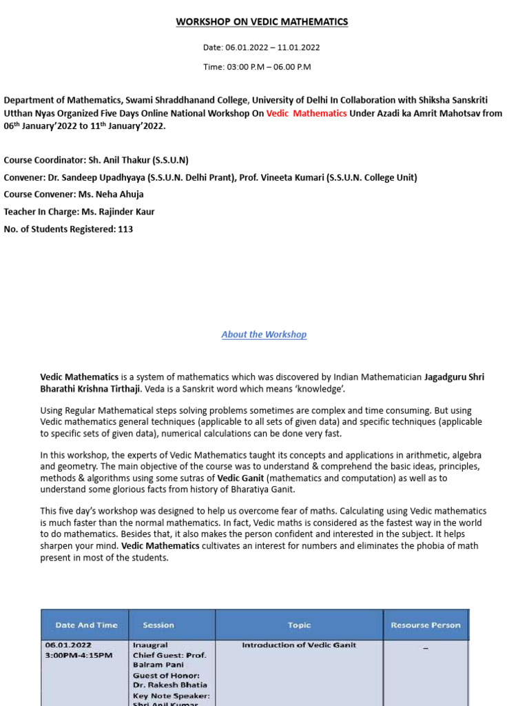 FINAL Vedic Maths | PDF | Mathematics | Vedas