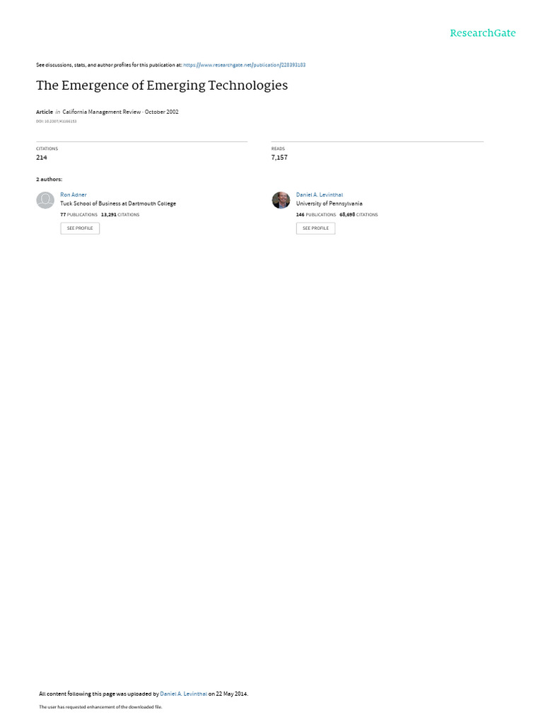 The Emergence of Emerging Technologies | PDF | Radio | Evolution