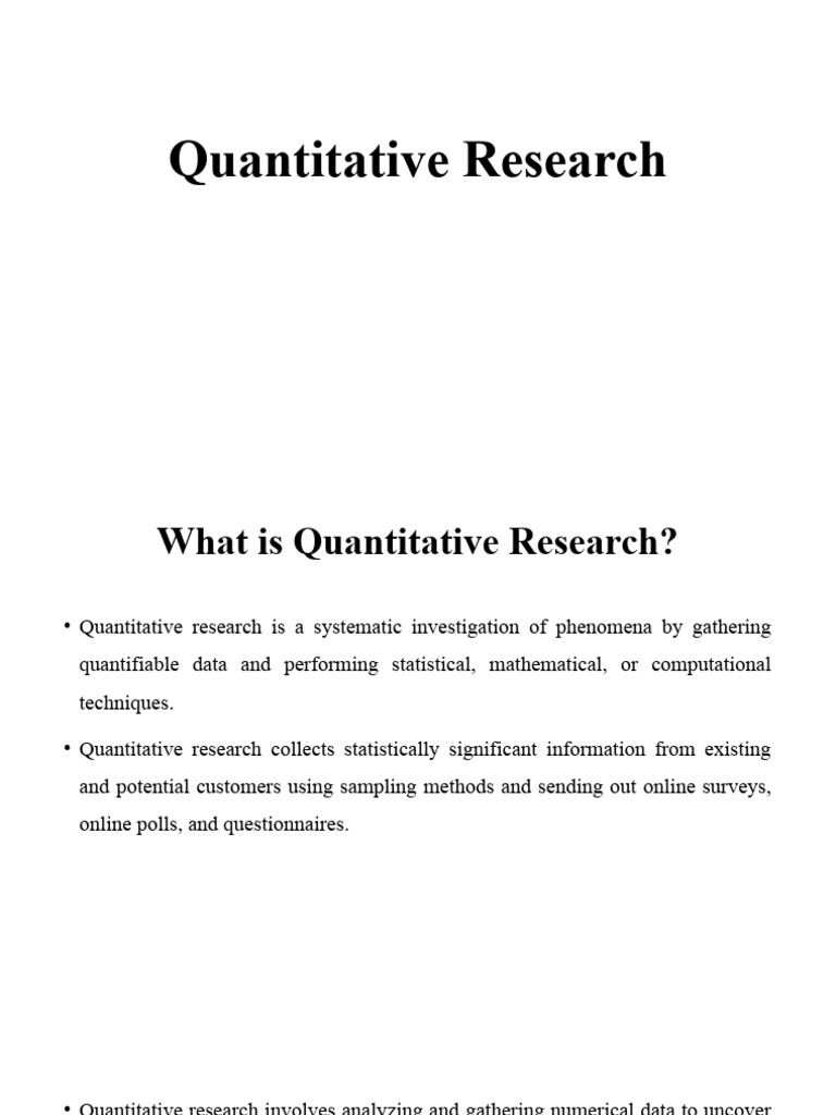 Quantitative Research Characteristics | PDF | Sampling (Statistics ...