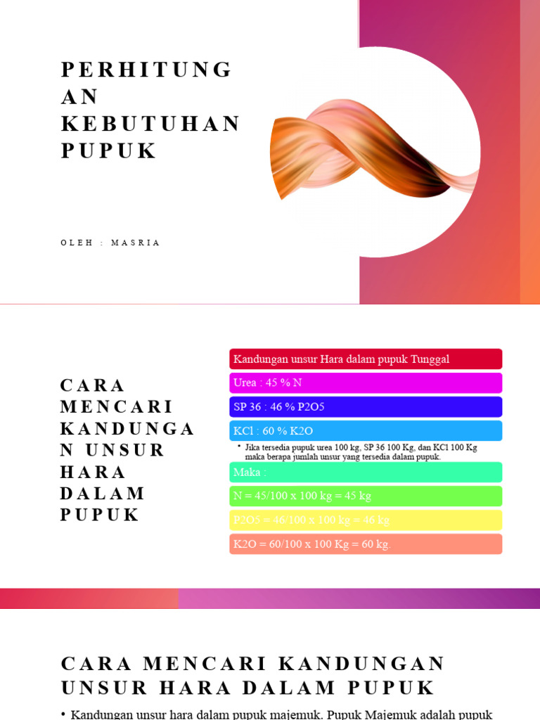 Perhitungan kebutuhan Pupuk | PDF