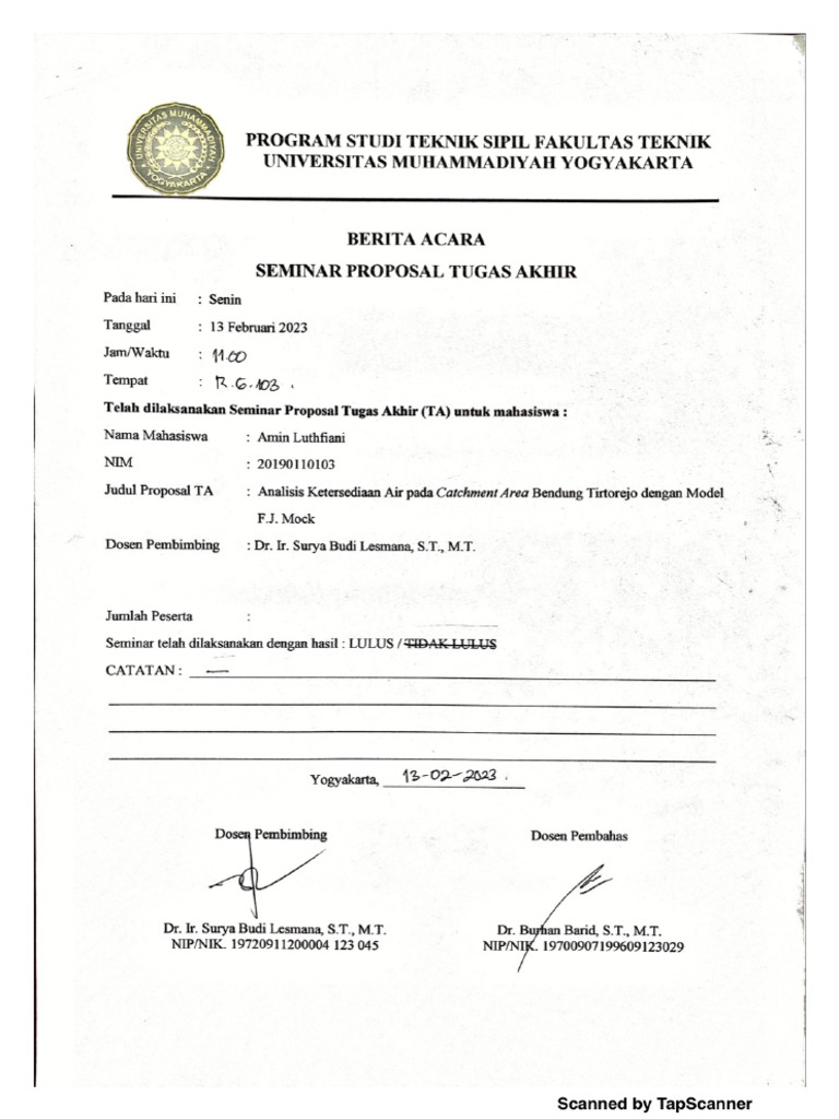 Berita Acara Sempro | PDF