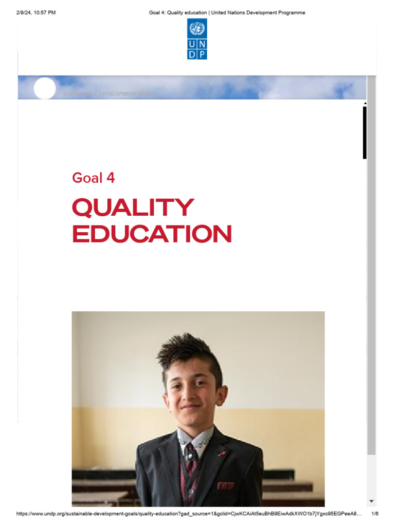 Goal 4 - Quality Education - United Nations Development Programme | PDF | United Nations ...