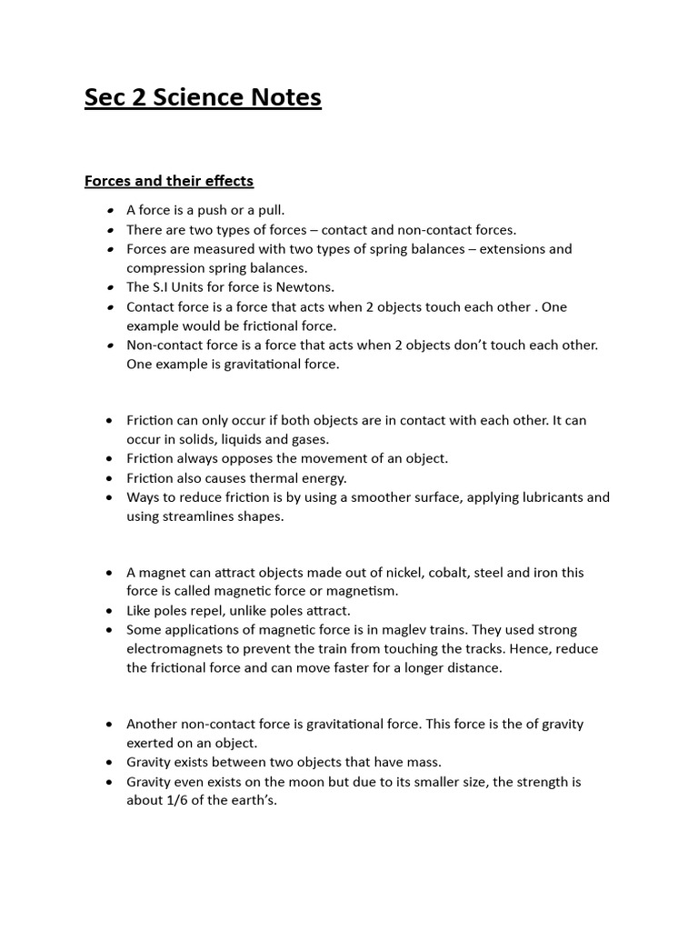 Sec 2 Science Notes | PDF | Convection | Chemical Reactions