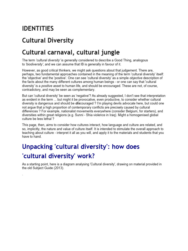 Identities | PDF | Multiculturalism | Biodiversity