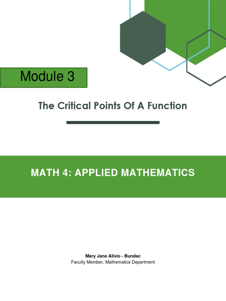 Module 3 - Critical Points | PDF | Derivative | Mathematical Optimization