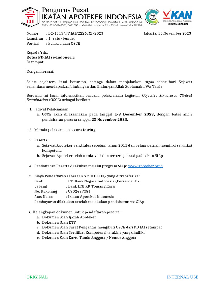 Ujian OSCE (Objective Structured Clinical Examination) - 1-3 Desember ...