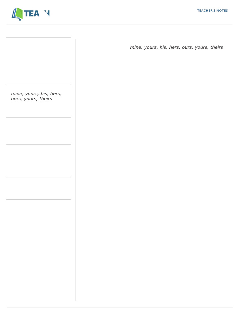 Possessive Pronouns Worksheet | PDF | Pronoun | Languages