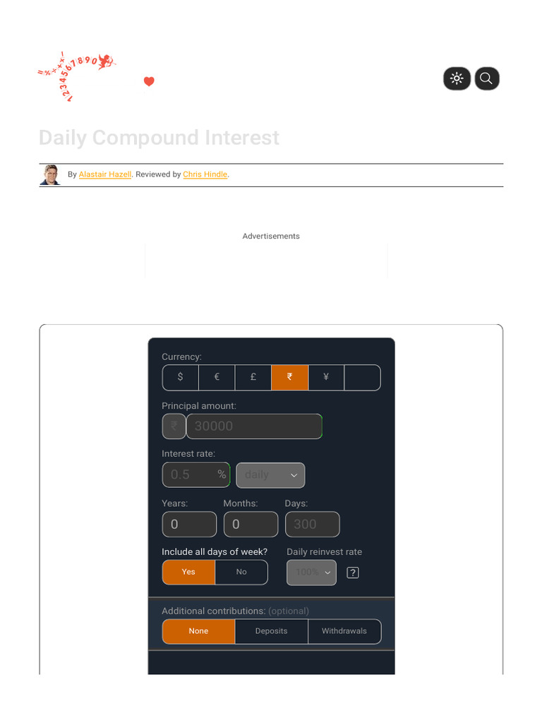 Daily Compound Interest Calculator | PDF | Interest | Compound Interest Daily Compound Interest Calculator | PDF | Interest | Compound Interest