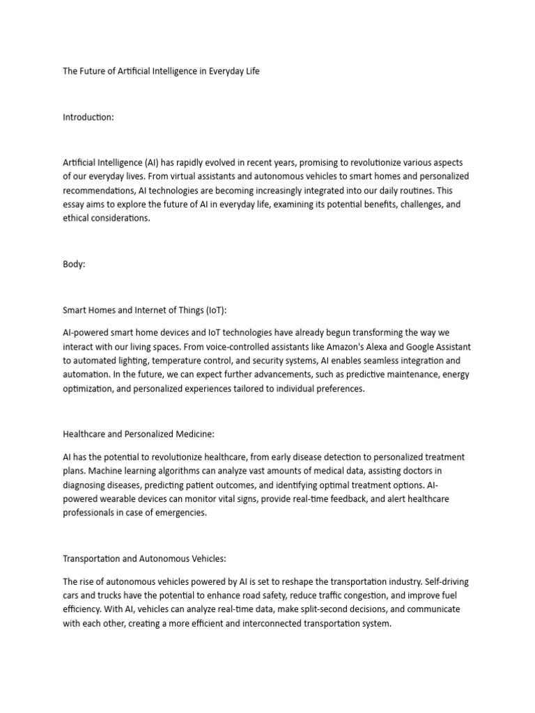The Future of Artificial Intelligence in Everyday Life | PDF | Internet Of Things | Artificial ...
