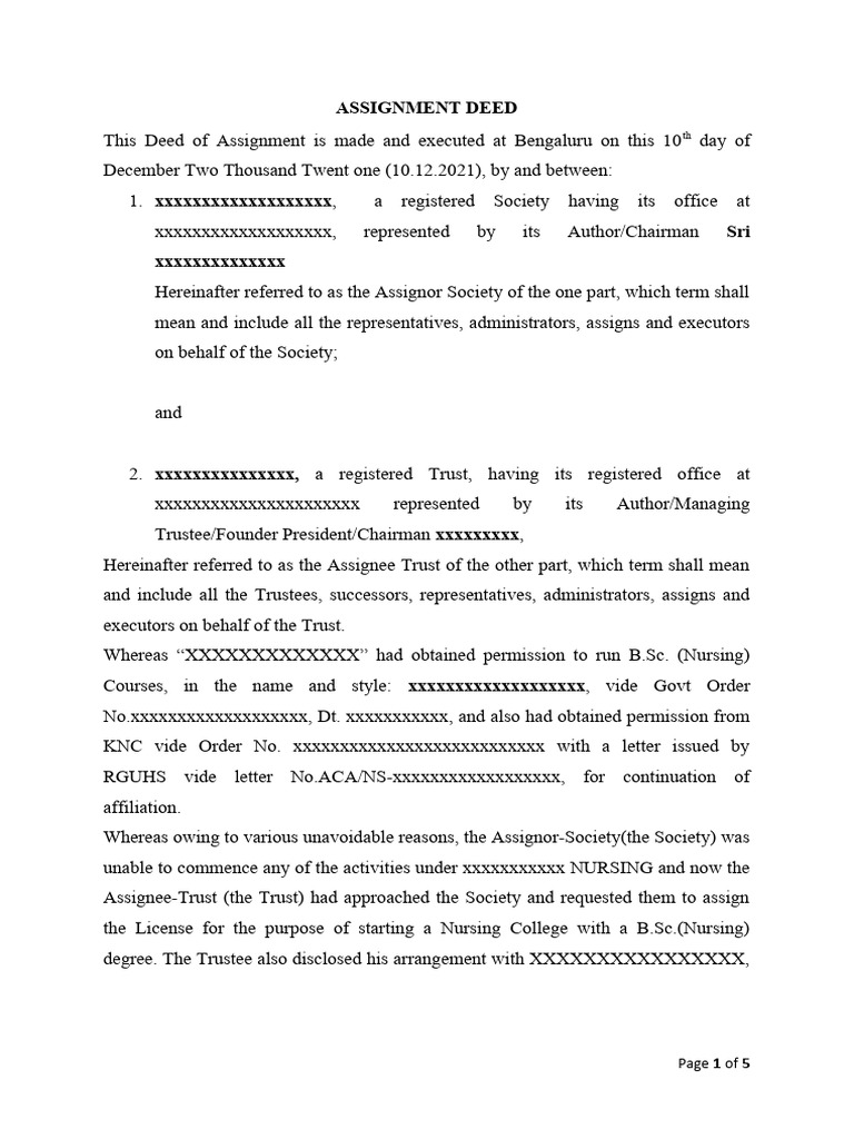 Assignment Deed | PDF | Trust Law | Arbitration