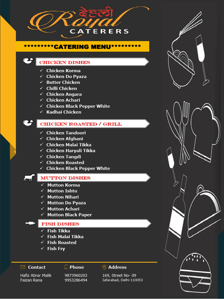Catering Menu: Chicken, Mutton, Fish Dishes | PDF