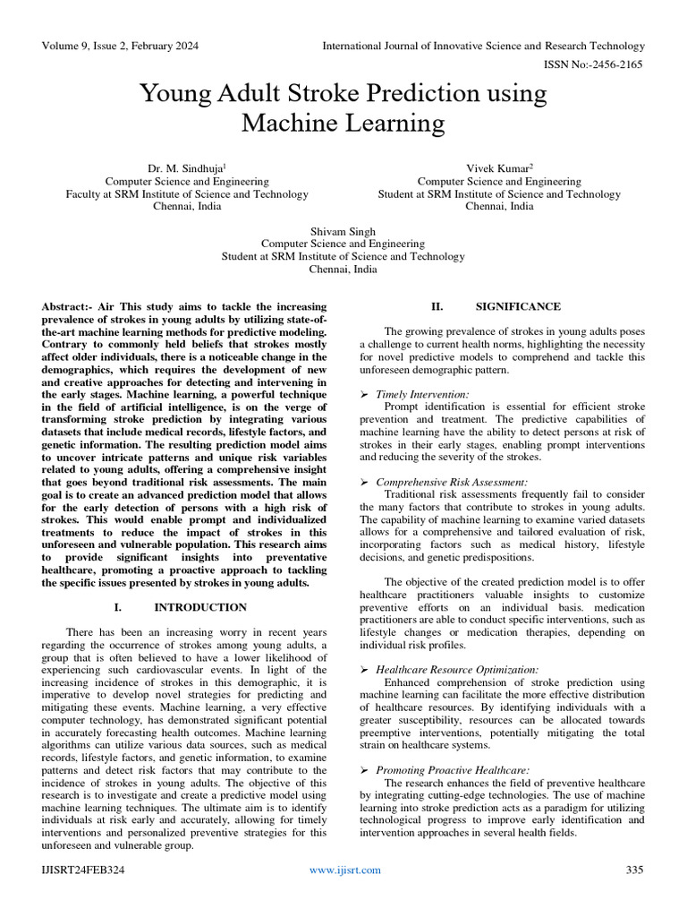 Young Adult Stroke Prediction Using Machine Learning | PDF | Machine Learning | Health Care