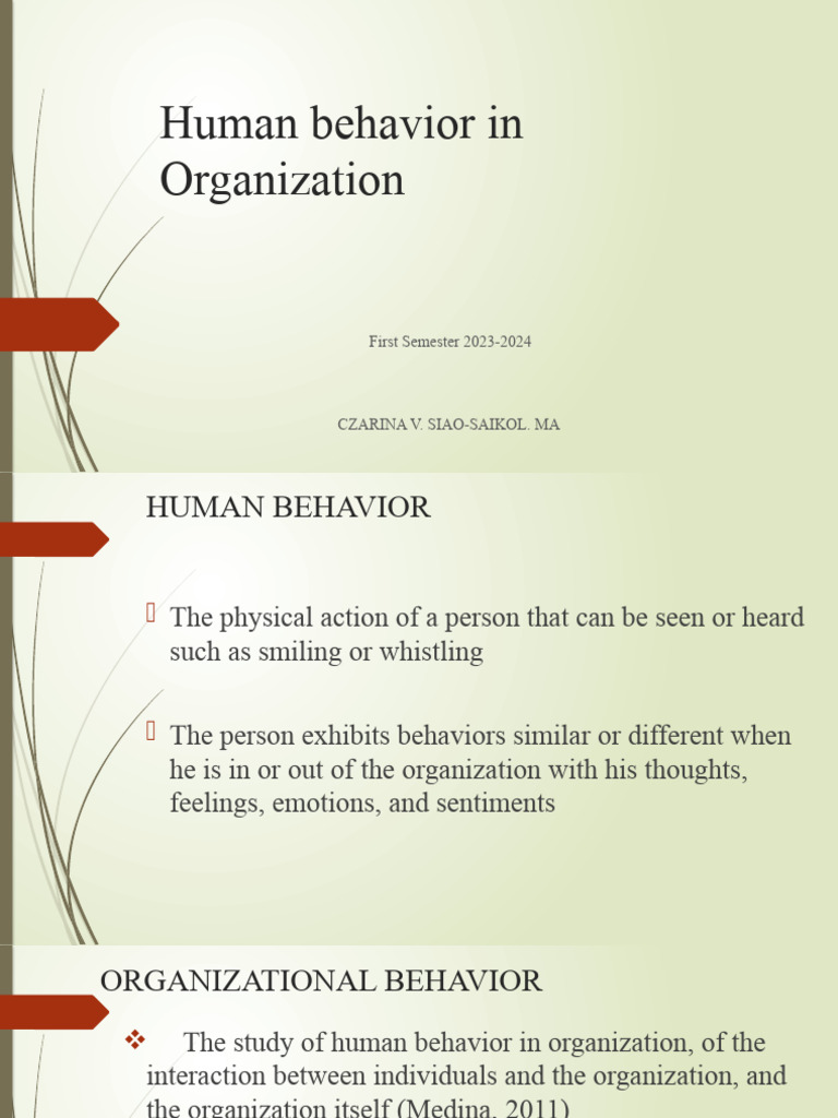 1 Introduction To Organizational BEHAVIOR First Sem 2023 | PDF ...