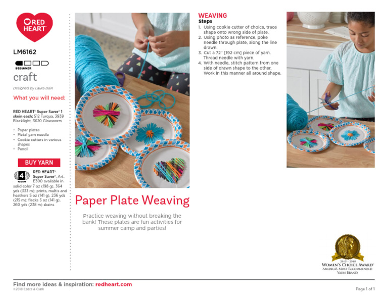 LM6162 Paper Plate Weaving Free Craft Pattern | PDF