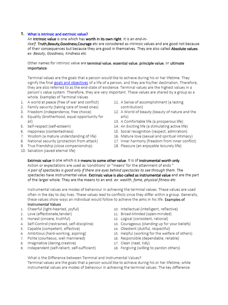 Values and Ethics - Key definitions Notes | PDF | Kama | Moksha