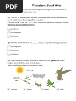 Class 8 Science: Food Chains Worksheet | PDF | Food Web | Predation