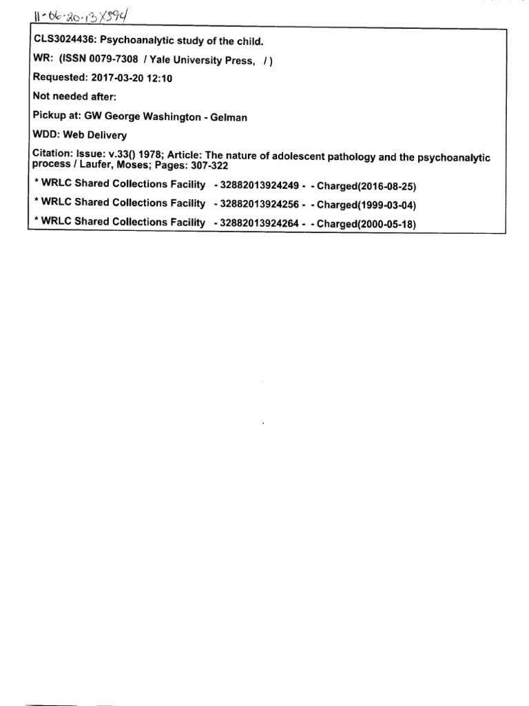The Nature of Adolescent Pathology and The Psychoanalytic Process ...