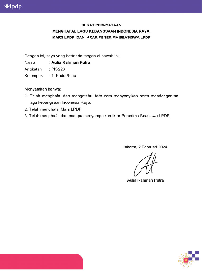 TUGAS 001-I-PK Menghafal Lagu Kebangsaan Indonesia Raya, Mars LPDP, Dan ...
