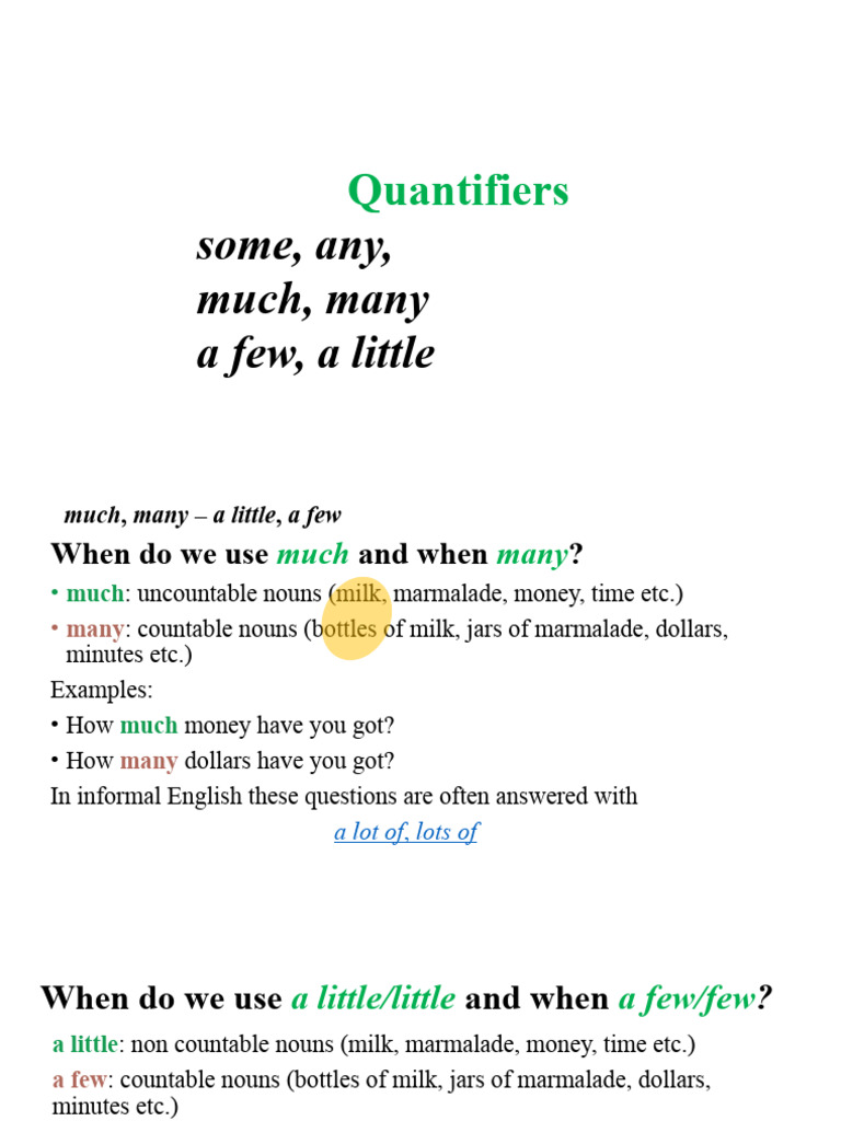 Quantifiers in English | PDF | Grammatical Number | Plural