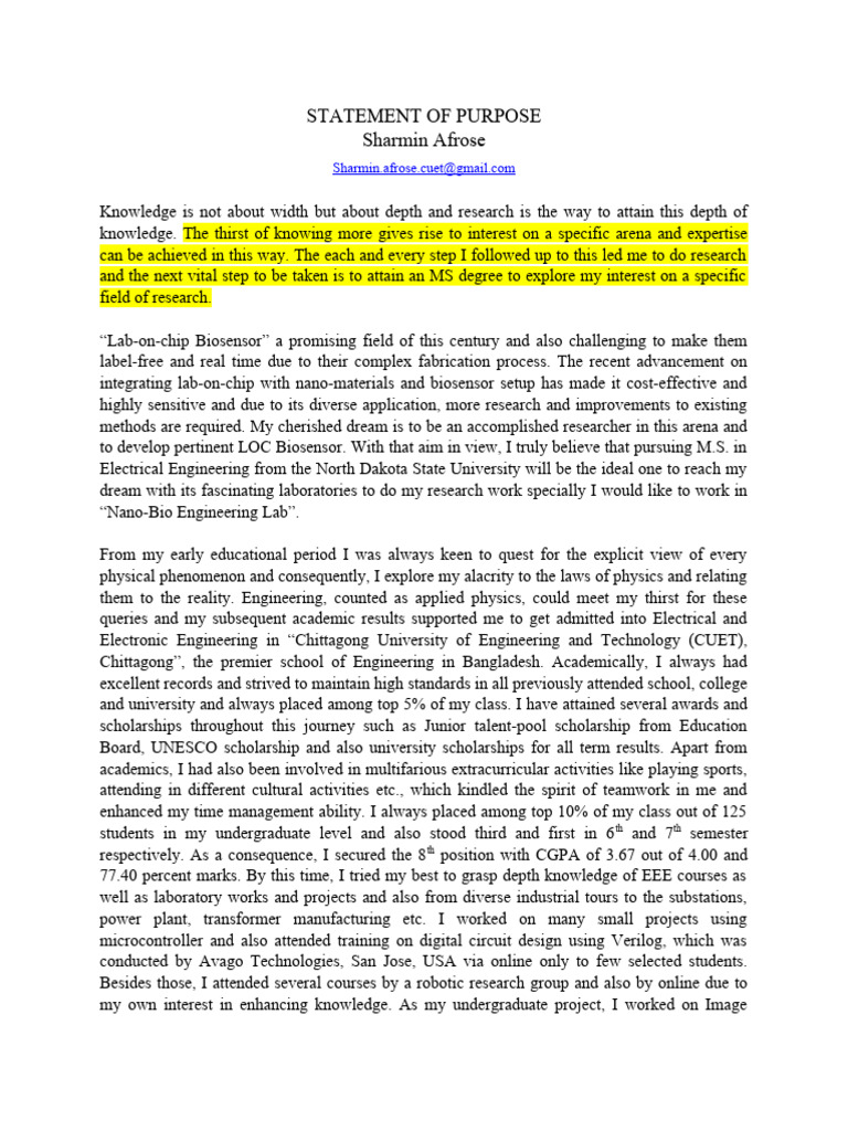 Personal Statement | PDF | Biosensor | Physical Sciences