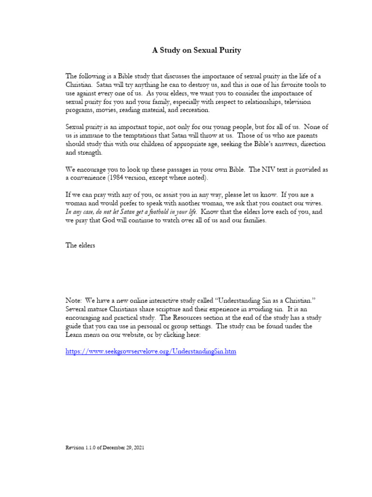 Purity | PDF | Lust | Sin