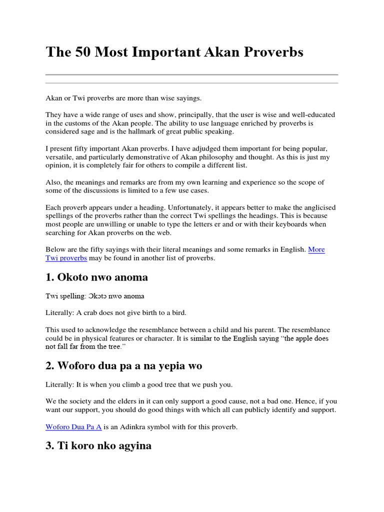 Twi Proverbs | PDF | Grief
