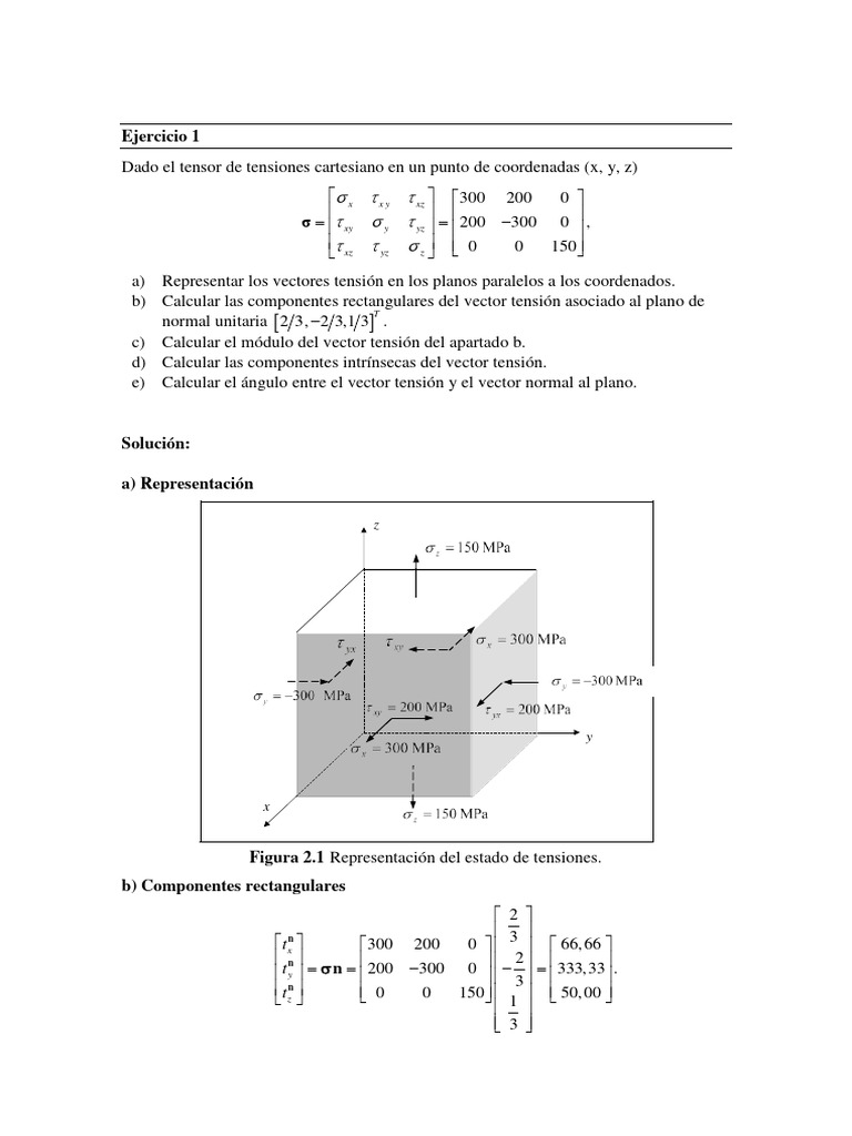 1.3.ejercicios Tensiones Enunciado y Soluciones | PDF | Vector Euclidiano | Sistema de ...