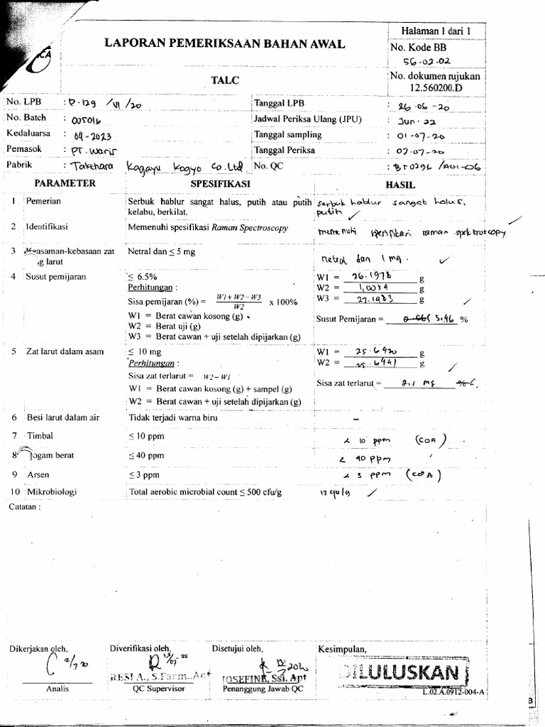 LPB Coa Talc BT 0296 | PDF