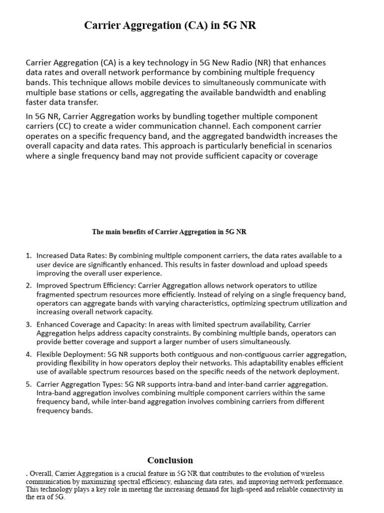 Carrier Aggregation (CA) in 5G NR | PDF | Computer Network | Radio Spectrum Carrier Aggregation (CA) in 5G NR | PDF | Computer Network | Radio Spectrum