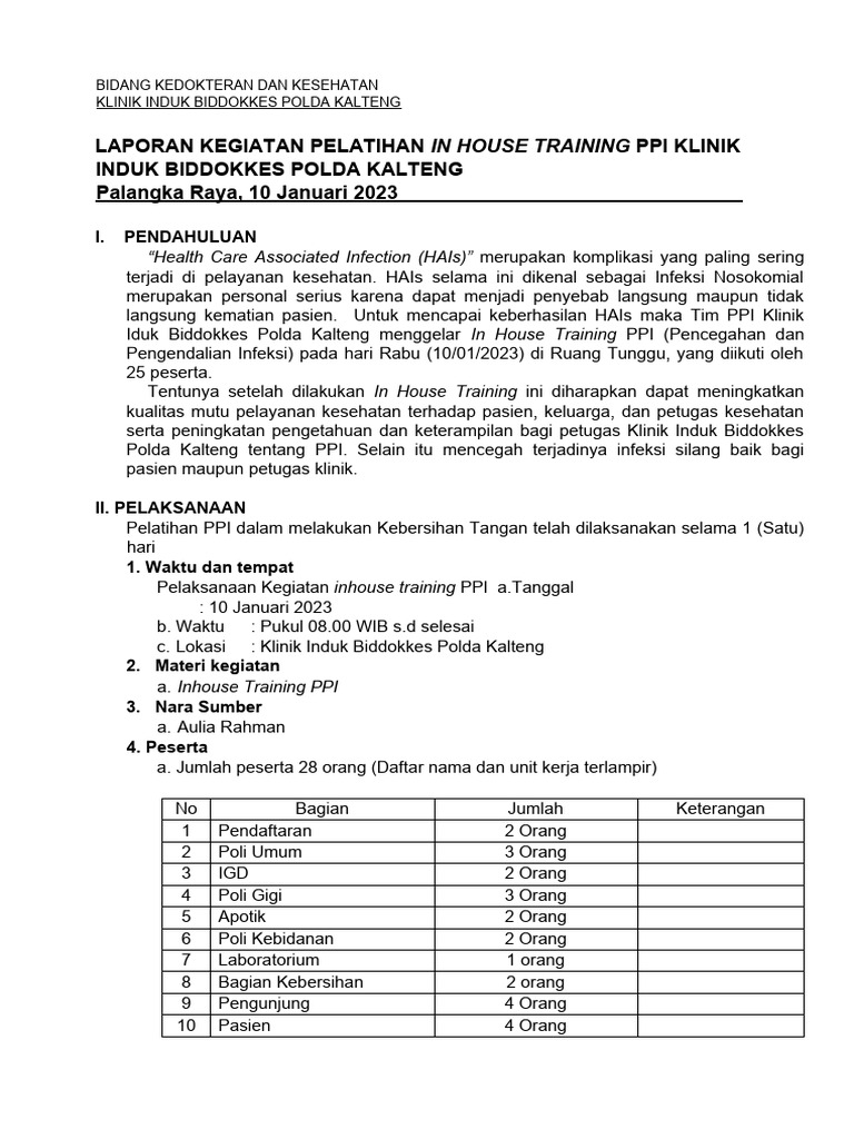 CONTOH Bukti Pelaksanaan Inhouse Training | PDF | Sains & Matematika