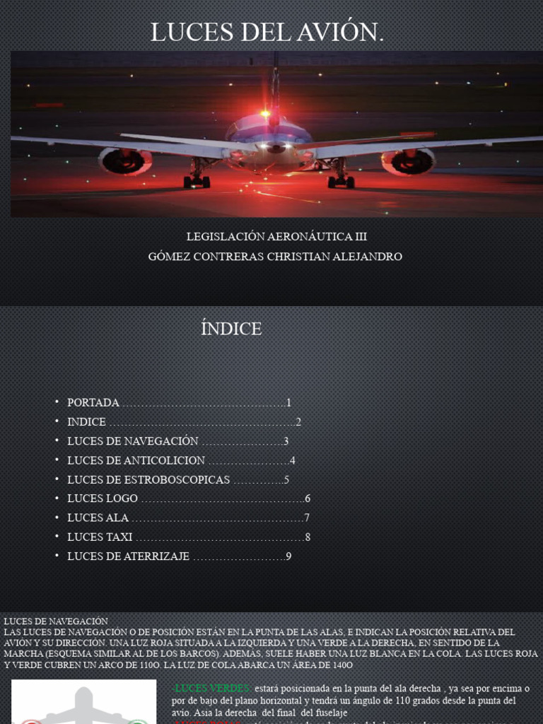 Luces de Navegación en Aviones | PDF | Avión | Vuelo