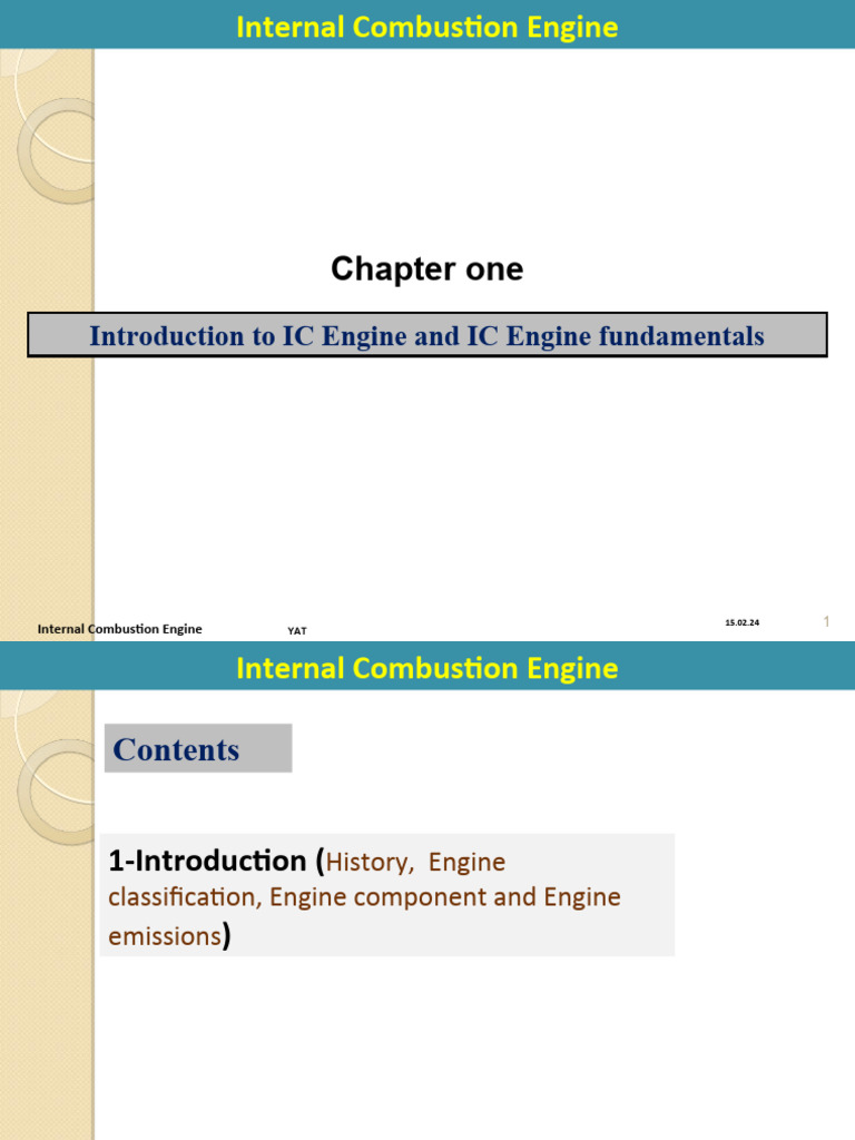 Chapter-One - Introduction of Ic Engines | PDF | Internal Combustion Engine | Engines