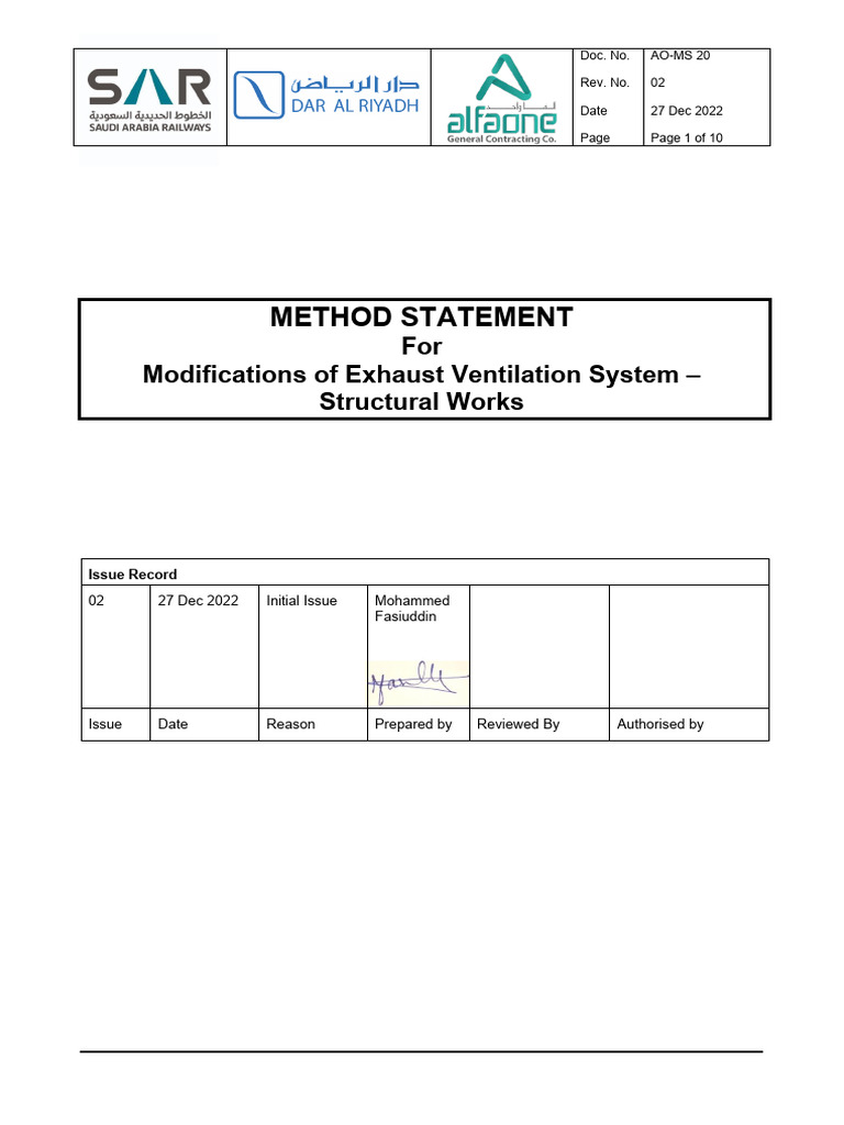 AO-SAR-MoS - R2 - Structural Works | PDF | Crane (Machine) | Personal Protective Equipment