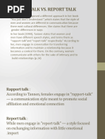 Rapport Talk Vs Report Talk | PDF | Narrative | Conversation