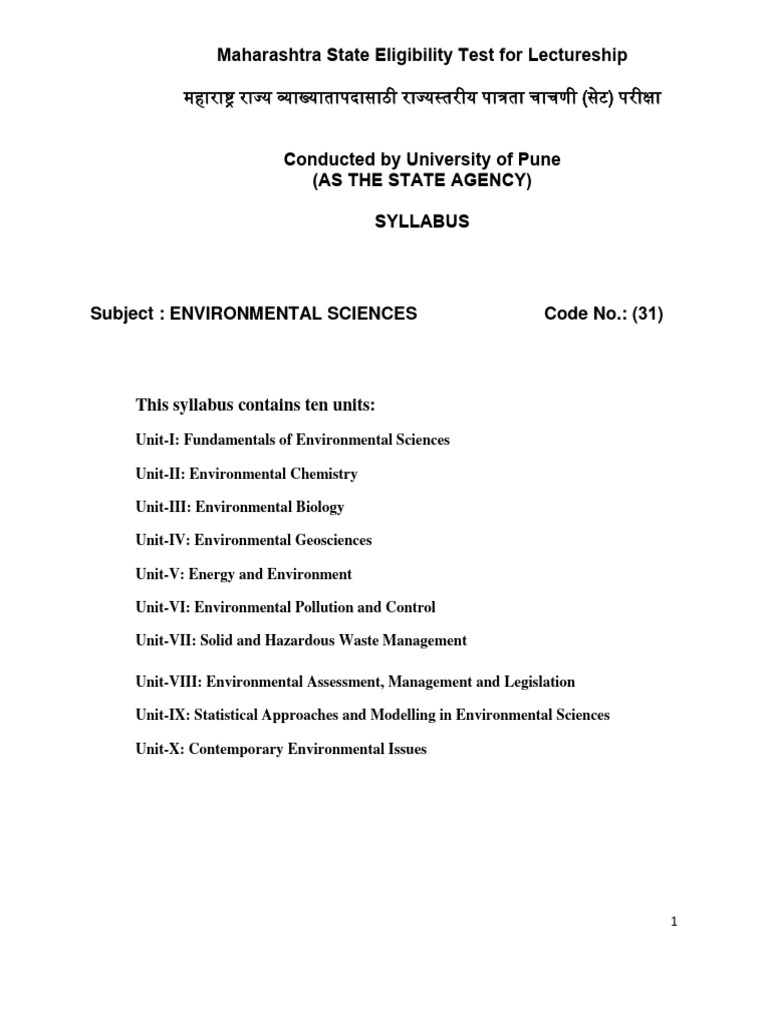 Environmt Science SET Syllabus | PDF | Environmental Impact Assessment ...
