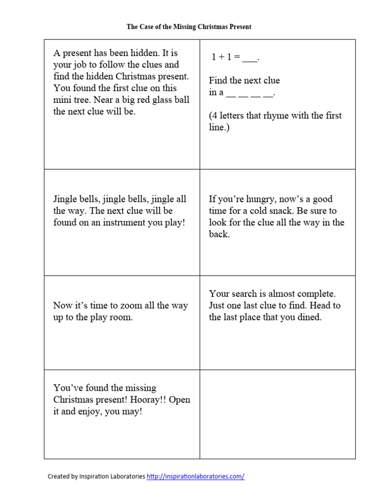 The Case of The Hidden Christmas Present Clues | PDF