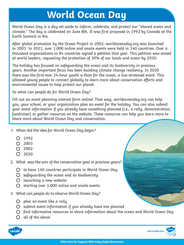 World Ocean Day: Origins & Activities | PDF
