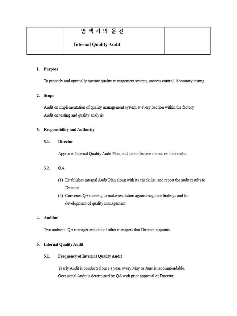 Internal Quality Audit | PDF | Audit | Accounting