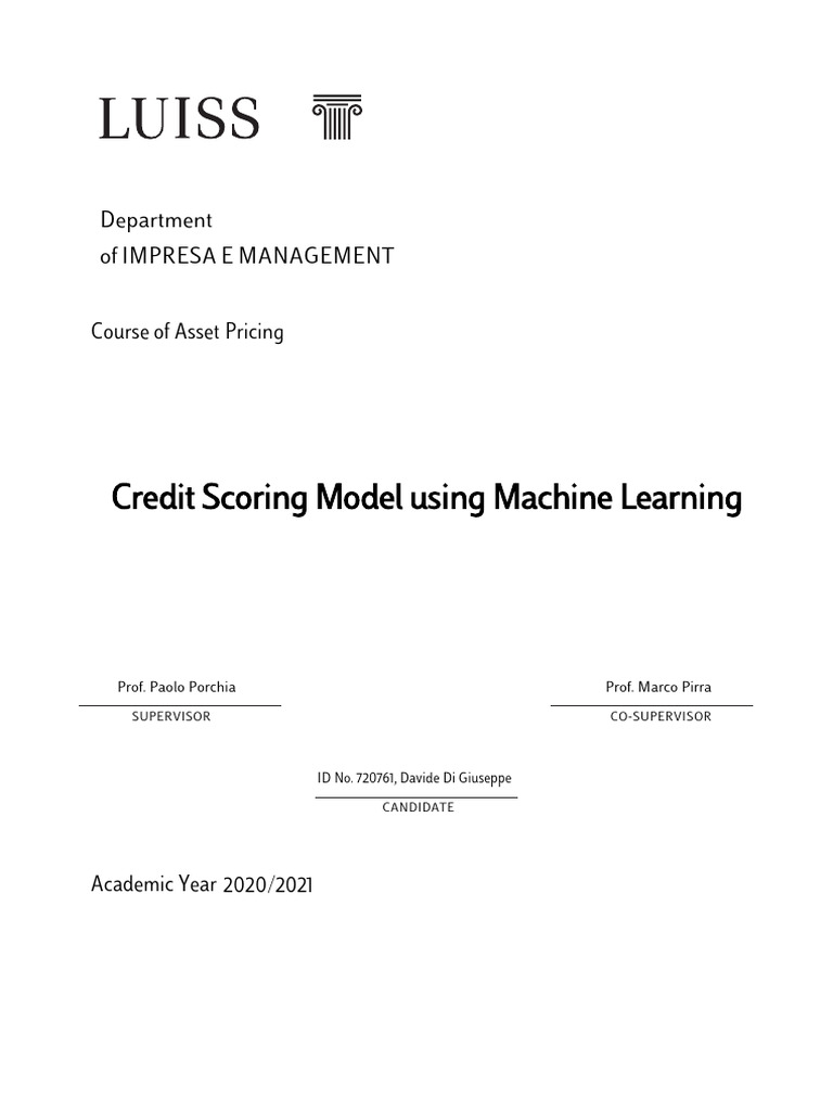 Credit Scoring Model Using Machine Learning | PDF | Bond Credit Rating ...