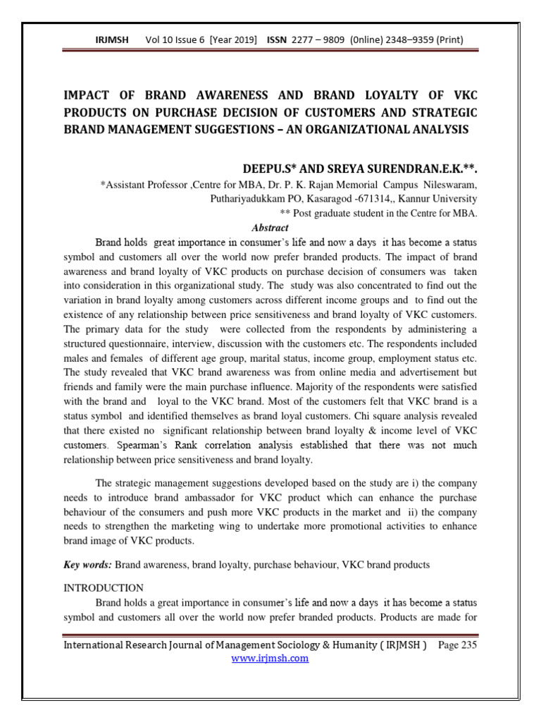 Impact of Brand Awareness and Brand Loya | PDF | Brand | Consumer Behaviour