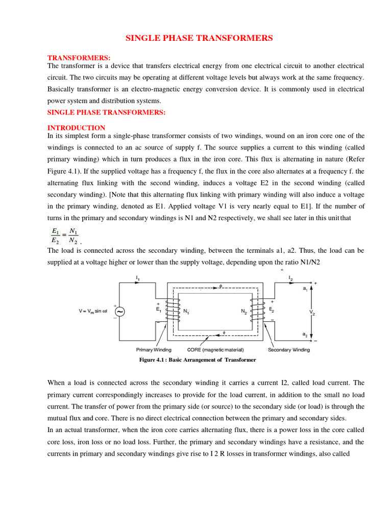 Unit 1 Notes | Download Free PDF | Transformer | Electrical Impedance