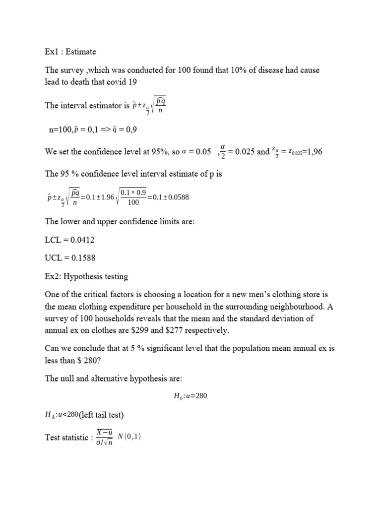 Ex 1 | Download Free PDF | Confidence Interval | Data Analysis