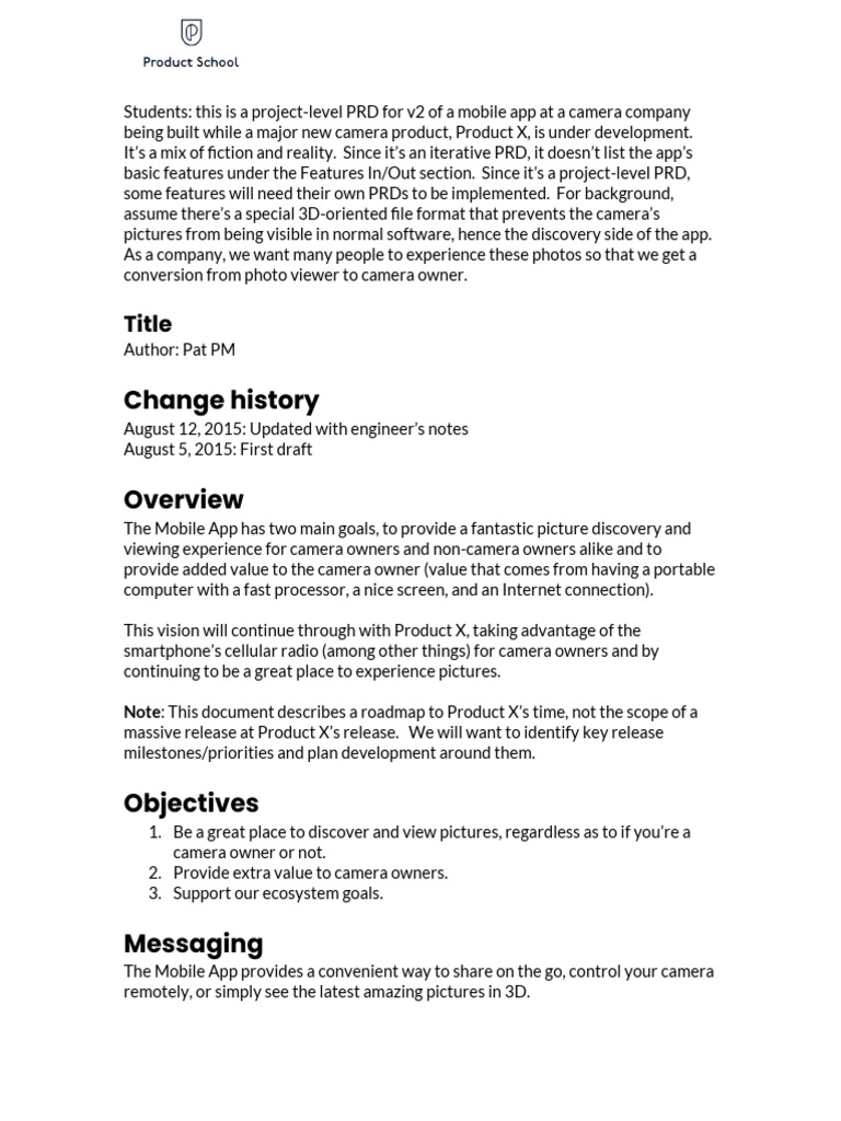 Sample PRD | Download Free PDF | Ios | Mobile App