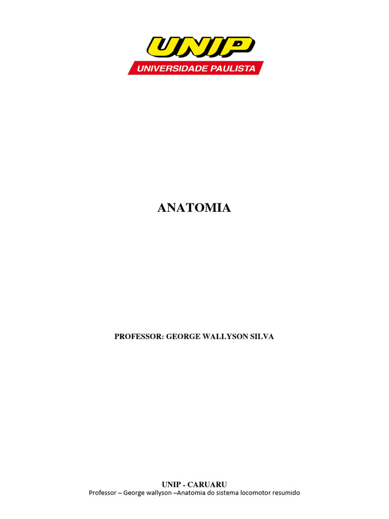 ANATOMIA- APOSTILA UNIP 01 | PDF | Osso | Esqueleto