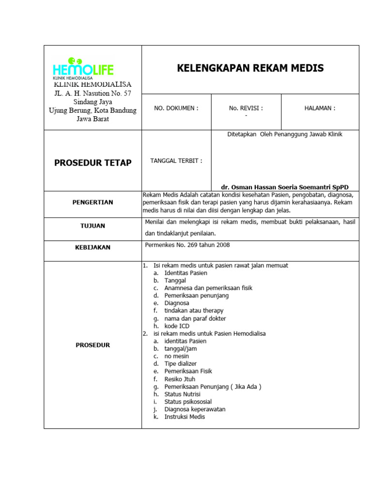 SPO Rekam Medis | PDF