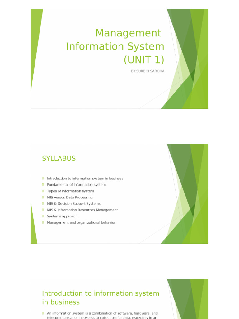 Management Information System (UNIT 1) | PDF
