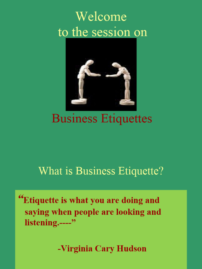 Business Etiquette | PDF | Meal | Dinner