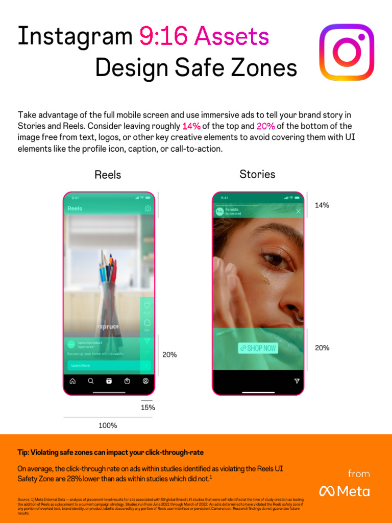 Introducing Reels Ads: Instagram Design Safe Zones | PDF